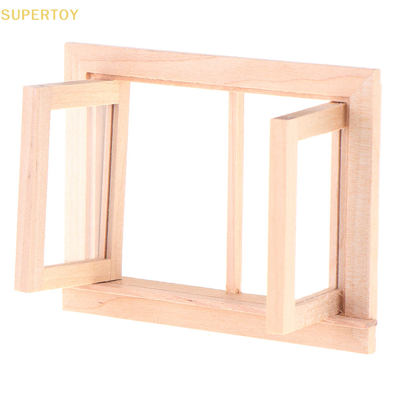 SUPERTOY 1/12 Dollhouse Miniature Wood 2 Pane Window Frame DIY ...