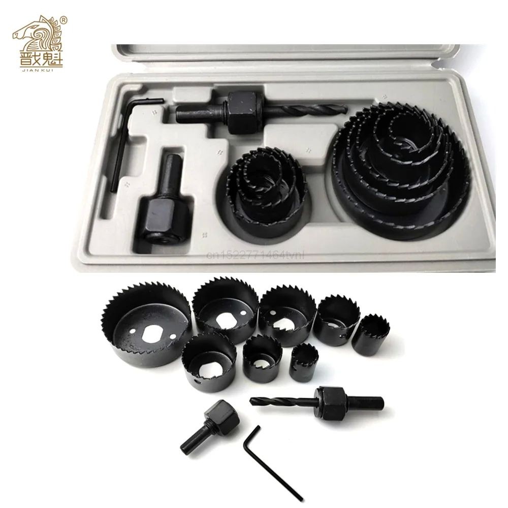 3-16pcs woodworking hole saw set drill bit carbon steel 19-127mm hole ...