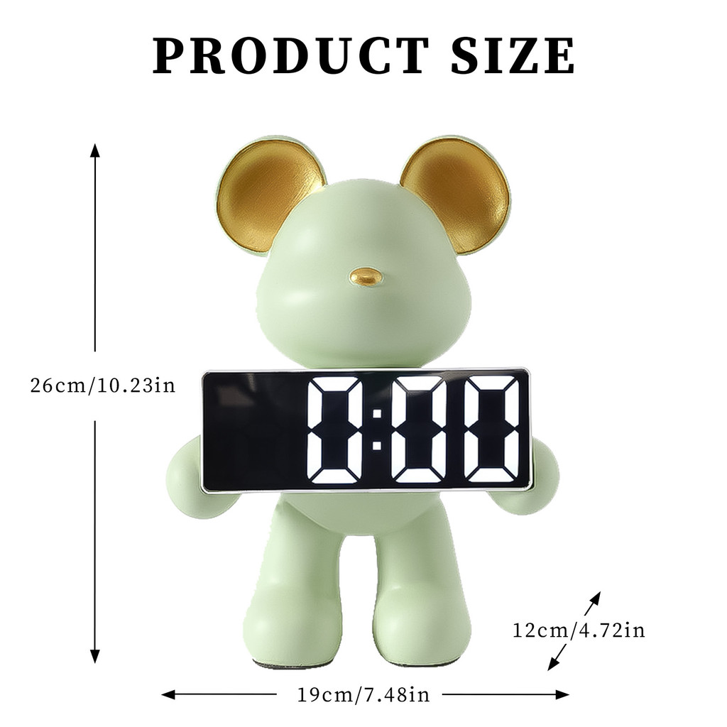 Resin 3D Nordic Bear Statue Battery/Plug-in Use Bear Alarm Clock ...