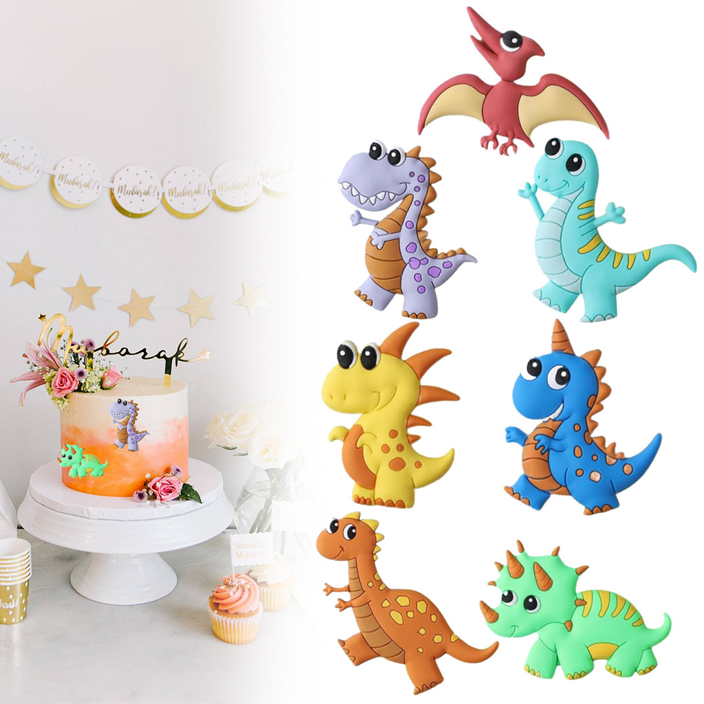 7 Pcs Dinosaurs Cake Toppers Dino Theme Happy 1st Birthday Party Cake ...
