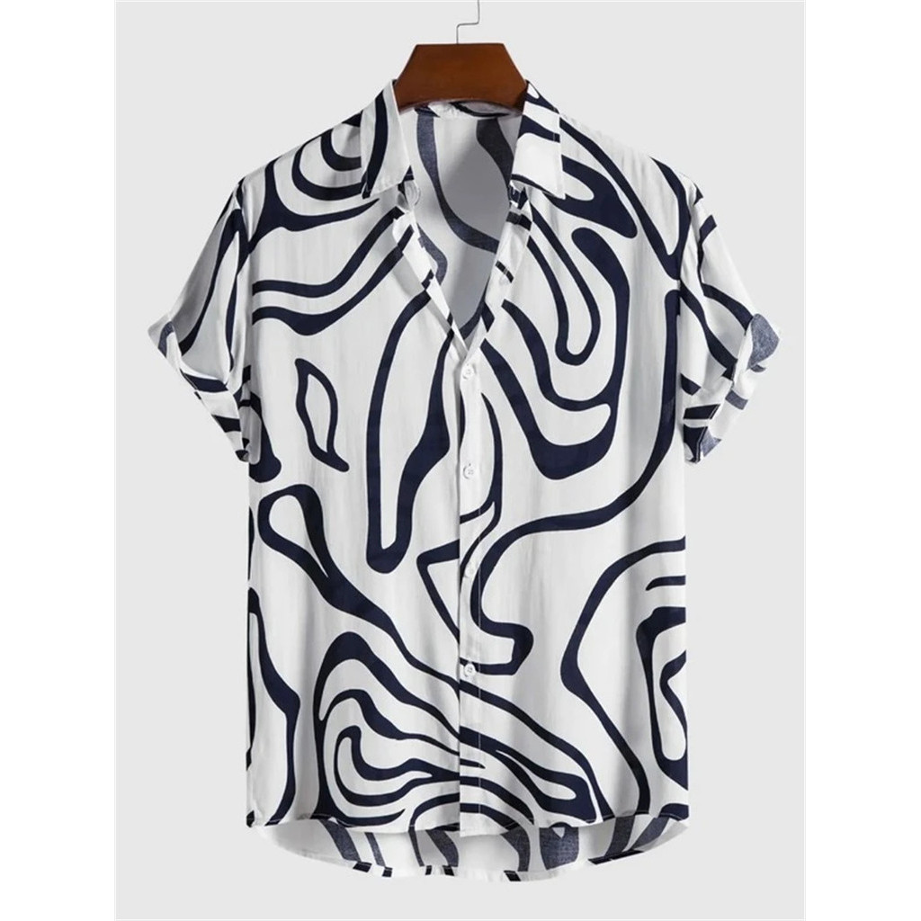 Abstract art Men's Shirts Summer Casual Simple Pattern Shirt Men's ...