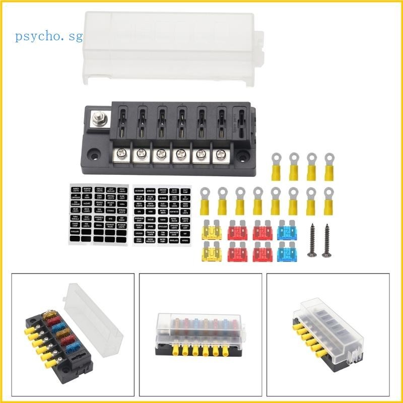 Psy 6 Way Fuses Block with Negative Bus ATC ATO6 Circuit Fuses Box with ...