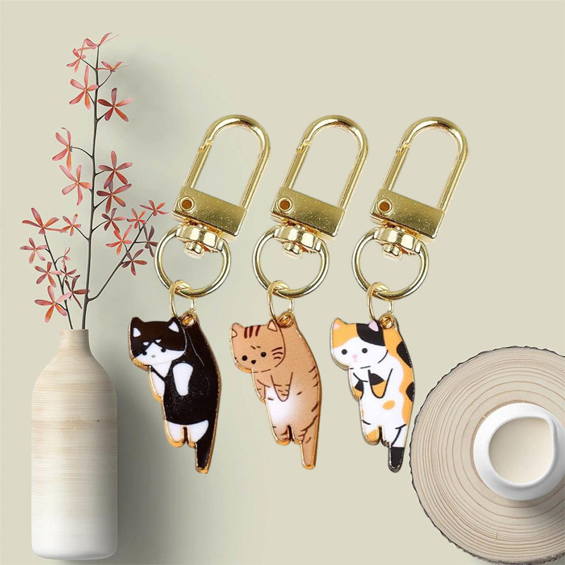 Cute Cat Key Chain Kawaii Enamel Kitten Animal Key Ring for Women Girl ...