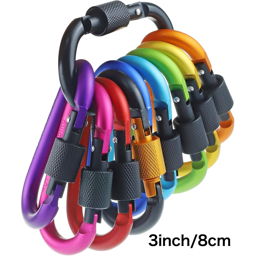 1 Pack Aluminum D Ring Key Rings Hiking Clips Locking Carabiner for ...