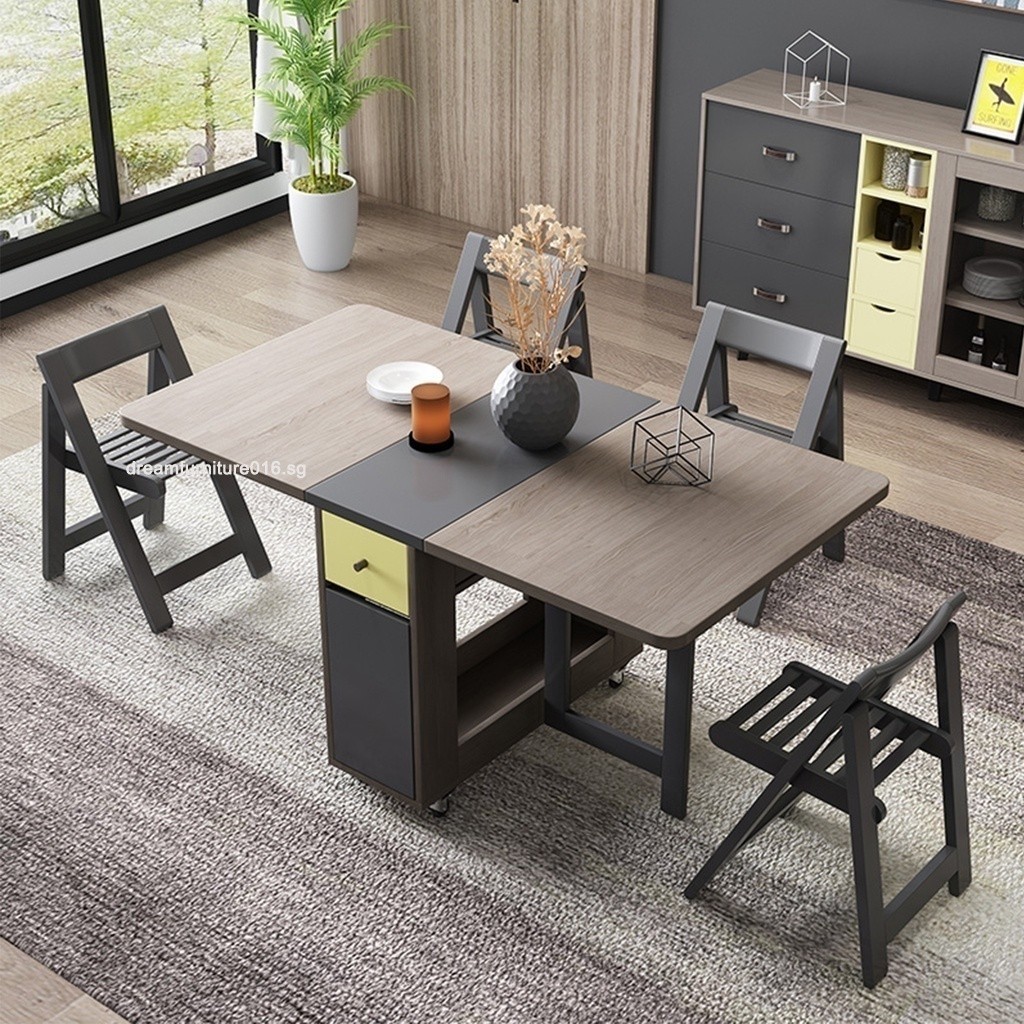 LEMON FREE Installation Retractable Dining Table Set Nordic ...