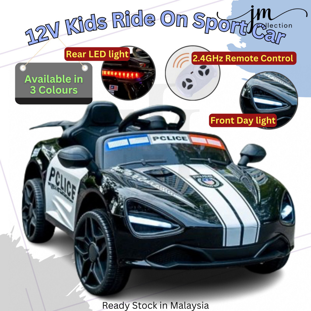 12V POLICE Sport Car Kids Ride On Electric Police Sport Car With ...