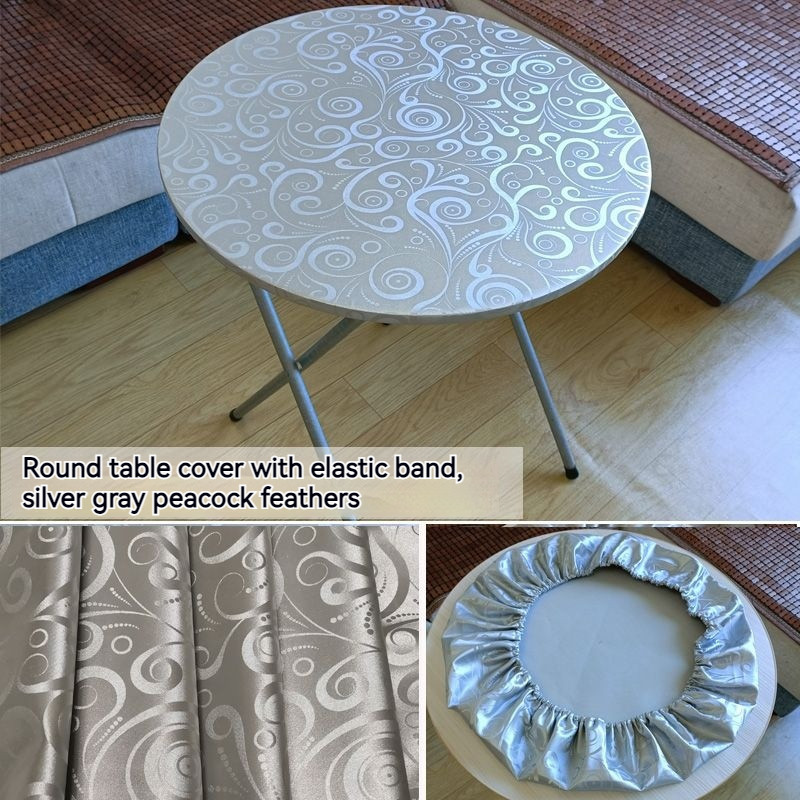 PVC large round tablecloth waterproof anti-scald elastic round table ...
