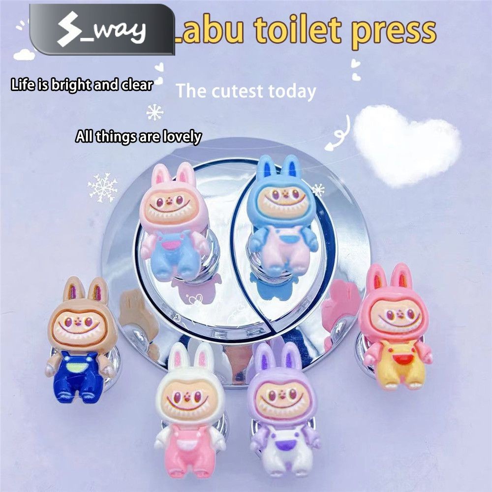 Labubu Toilet Press Button Nail Protector No-punching Water Tank ...
