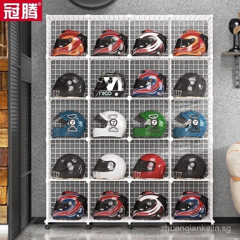 Helmet Storage Rack with Wheels, Movable Floor Motorcycle Gear Electric ...