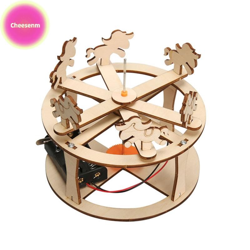 Cheesenm Wood Merry-go-round Carousel Kits DIY Science Building ...
