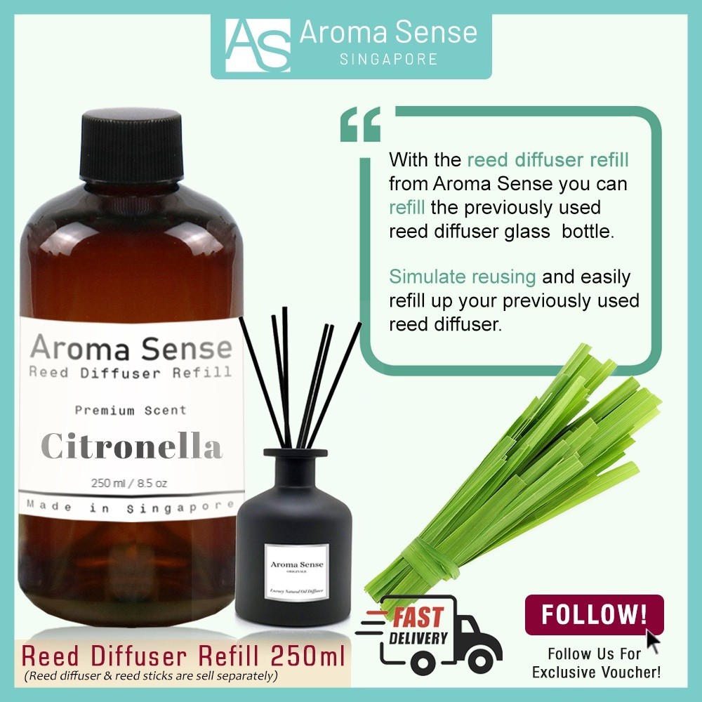 Aroma Sense Citronella Scent Reed Diffuser Refill (250ml) | Shopee ...
