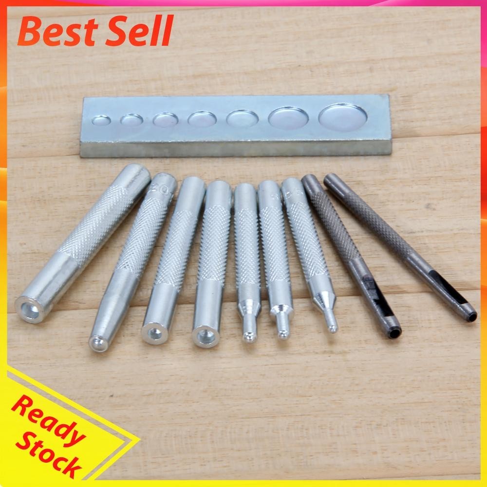 11 Pieces Craft Tool Set Die Punch Snap Rivet Setter Base Kit For DIY Leather Craft | Shopee ...