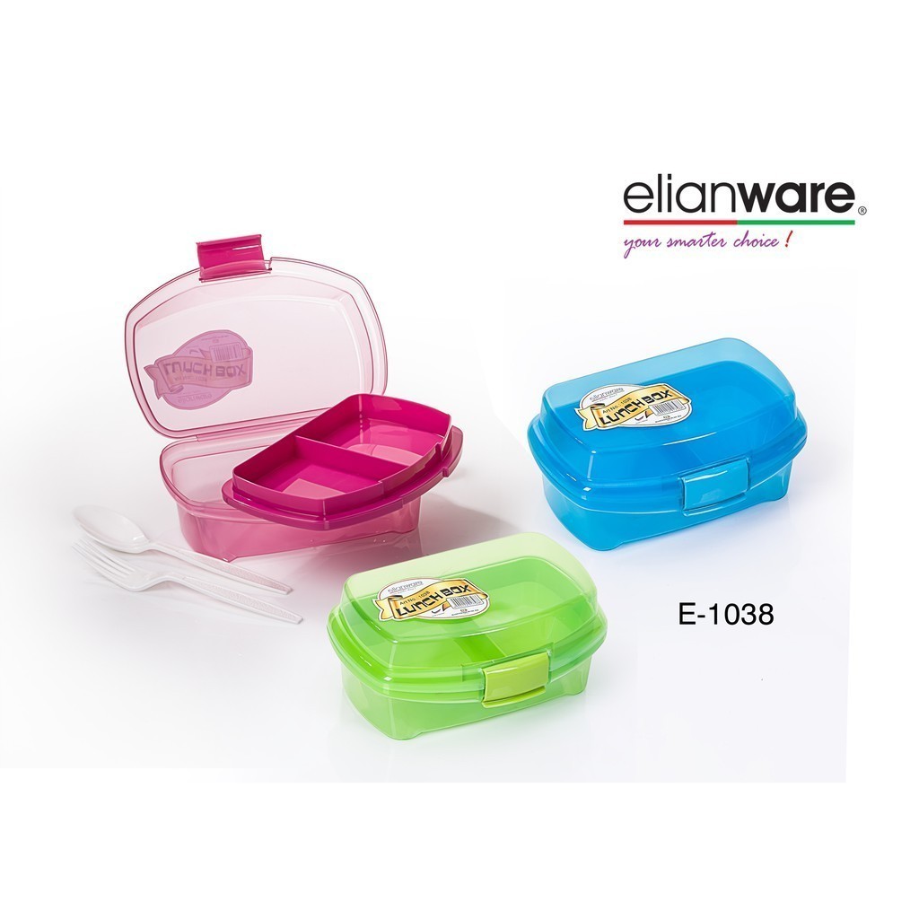Elianware Lunch Box With Fork & Spoon E-1038 ( 200ml ) | Shopee Singapore