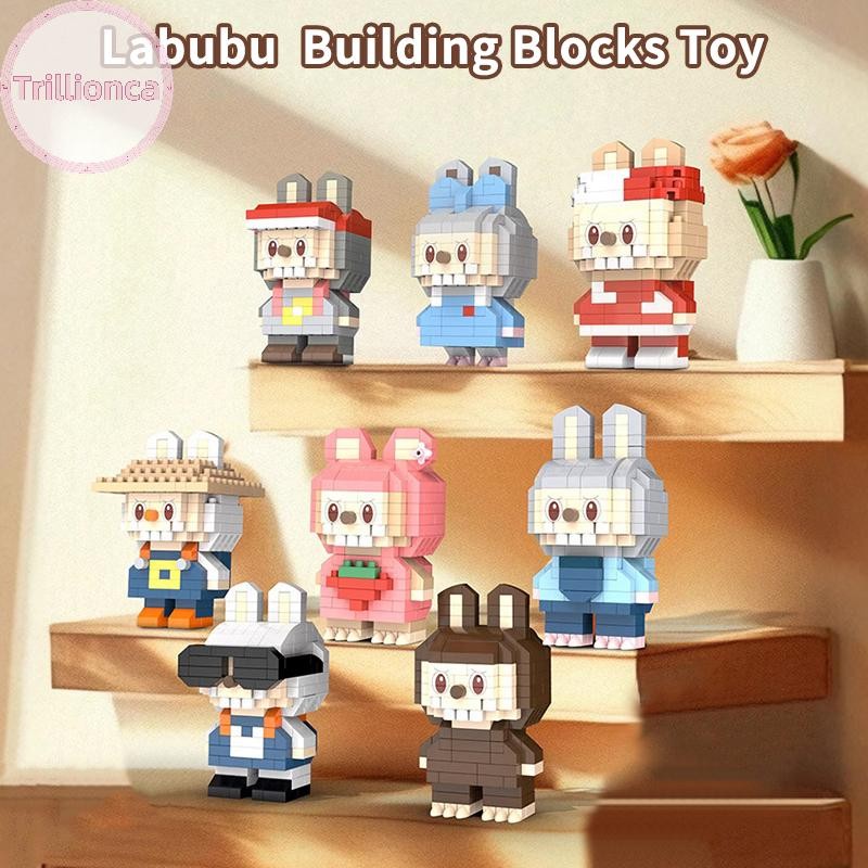 Trillionca Kawaii Labubu Mini Building Blocks Cartoon Cosplay Figure ...