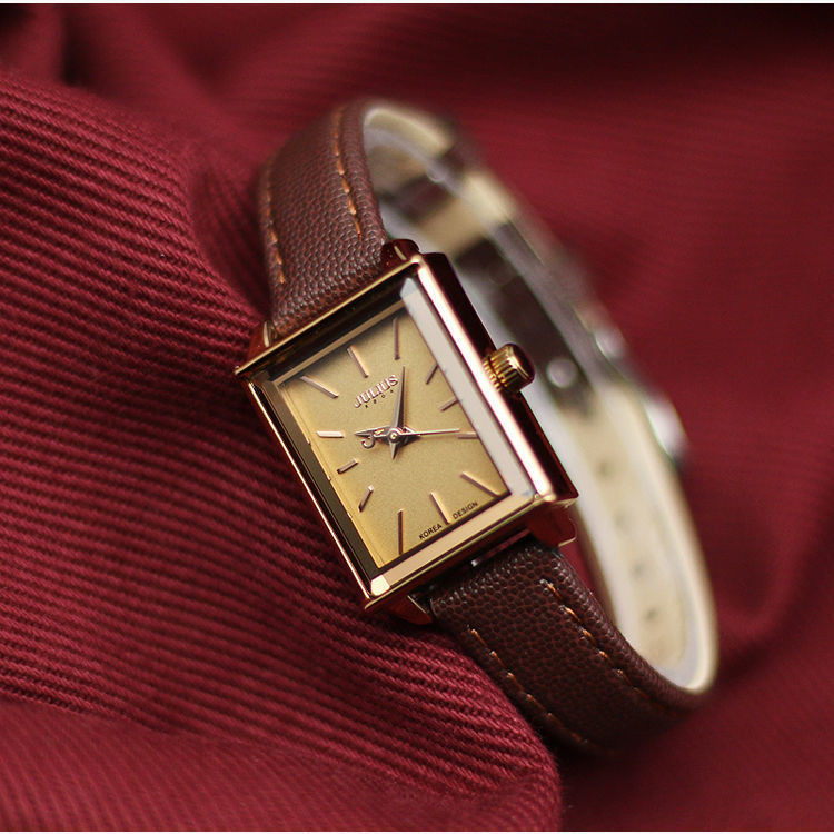 Genuine Goods Julius Watches Female Student Waterproof Leather Rectangular Fashion Women's ...