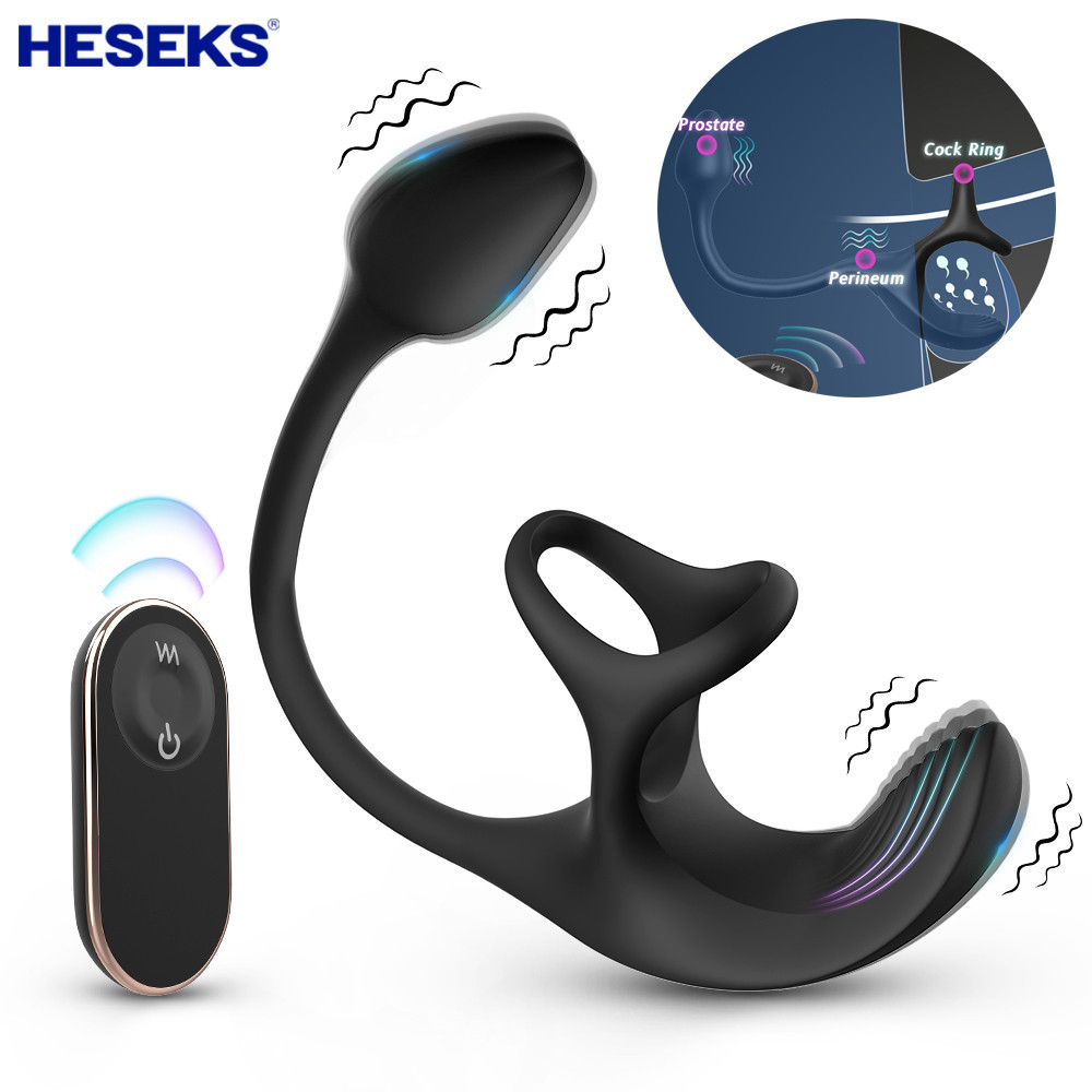 HESEKS Triple Pleasure Perineum Stimulation Prostate Massager Penis Vibrator Male Masturbator ...