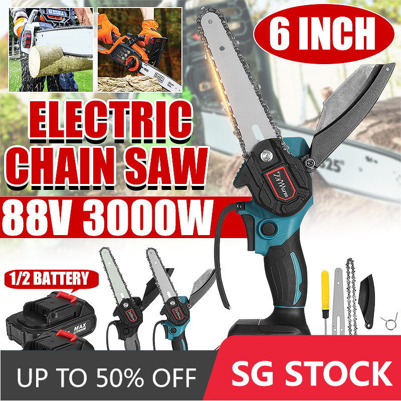 3000W 4/6/8 Inches Mini Electric Chain Saw Cordless Pruning Chainsaw ...
