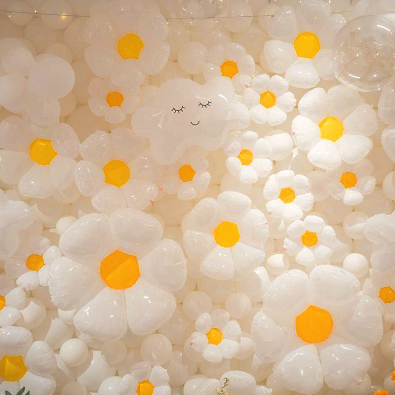 Large White Pink Yellow Daisy Flower Foil Balloons Sunflower Plumeria ...