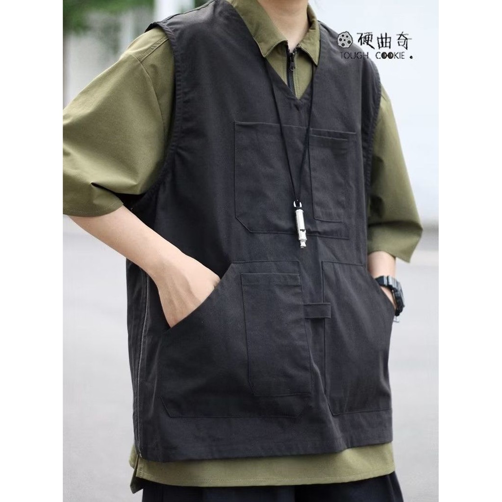Vest Men Summer Thin Style Japanese Retro Tooling Vest Outer Wear Multi ...