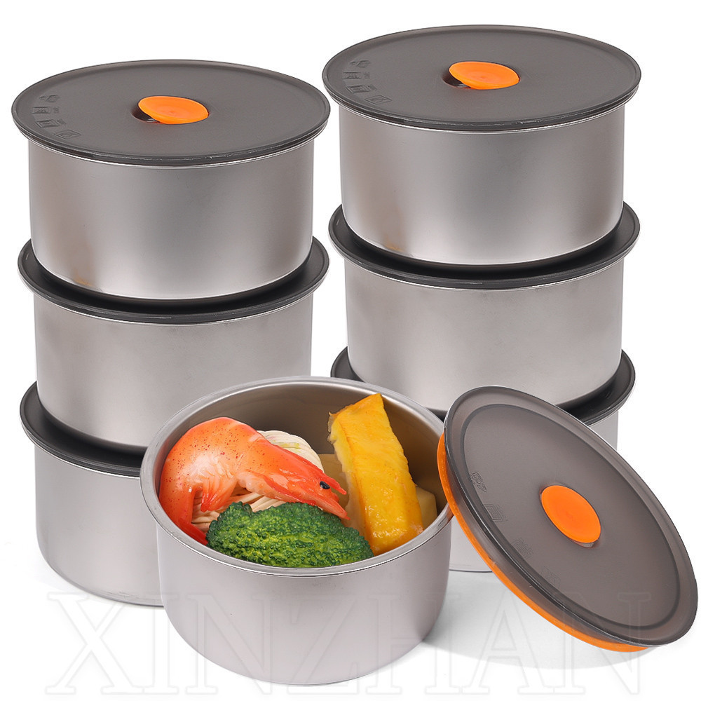 304 Stainless Steel Round Fresh-keeping Box - 1/3 Pcs Sealed Lunch Bowl ...