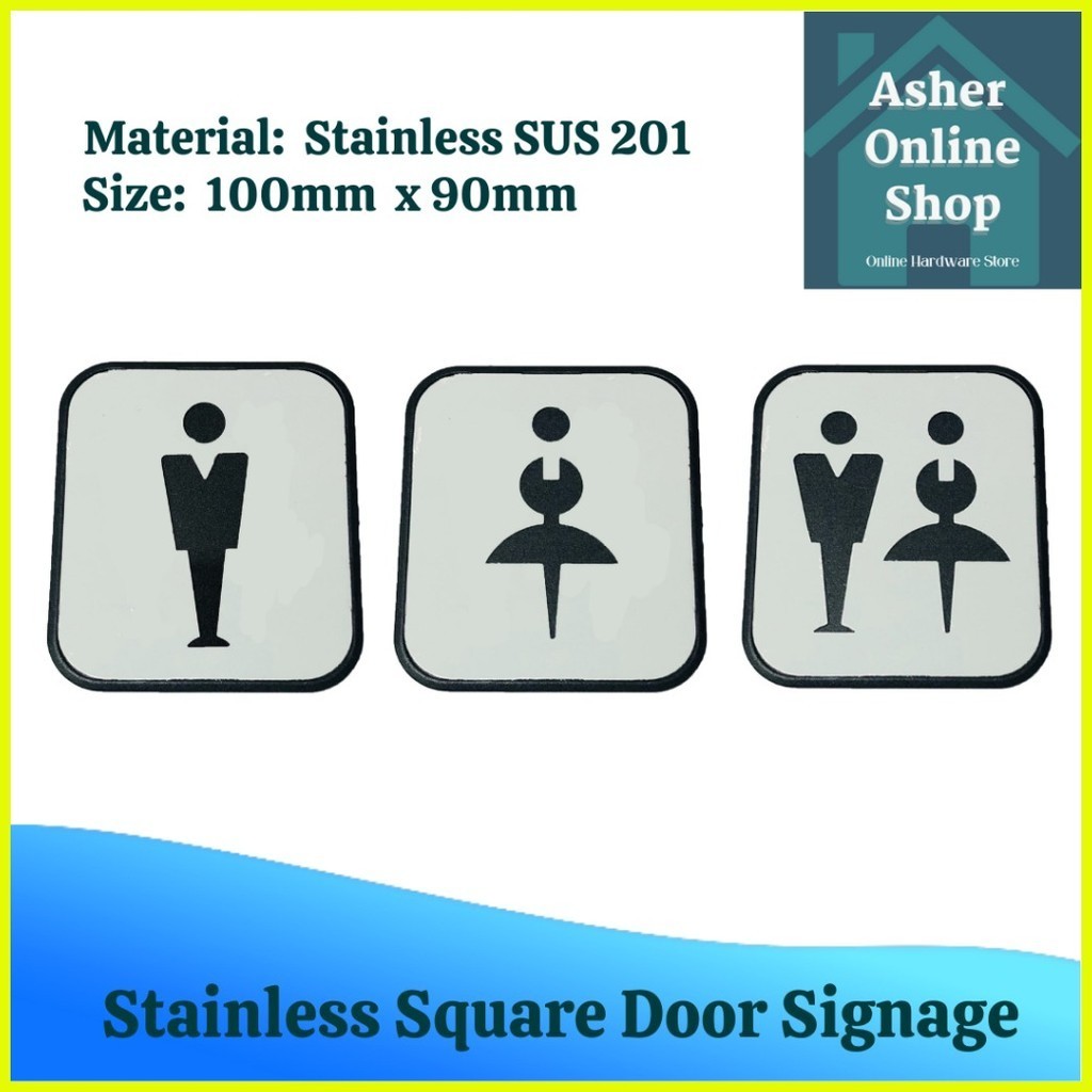 , Stainless Restroom Door Sign Male Female PWD No Smoking Baby Change ...