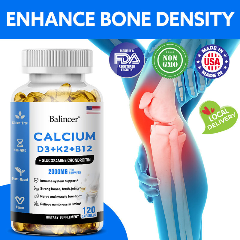 BALINCER Calcium, Vitamins D3+K2 +B12 Immune and Support Bone Health | Promote Heart Health ...