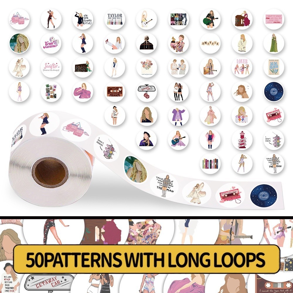 200PCS/Roll Taylor Swift Sticker Rolls for Helmet Bicycle Hand Account ...