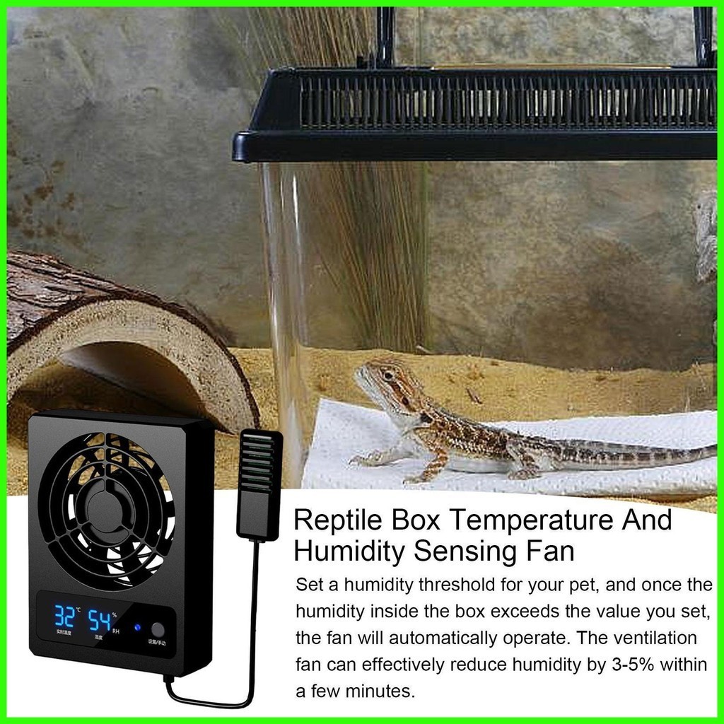 Reptile Ventilation Fan Smart Reptile Humidity Gauge with LED Display ...