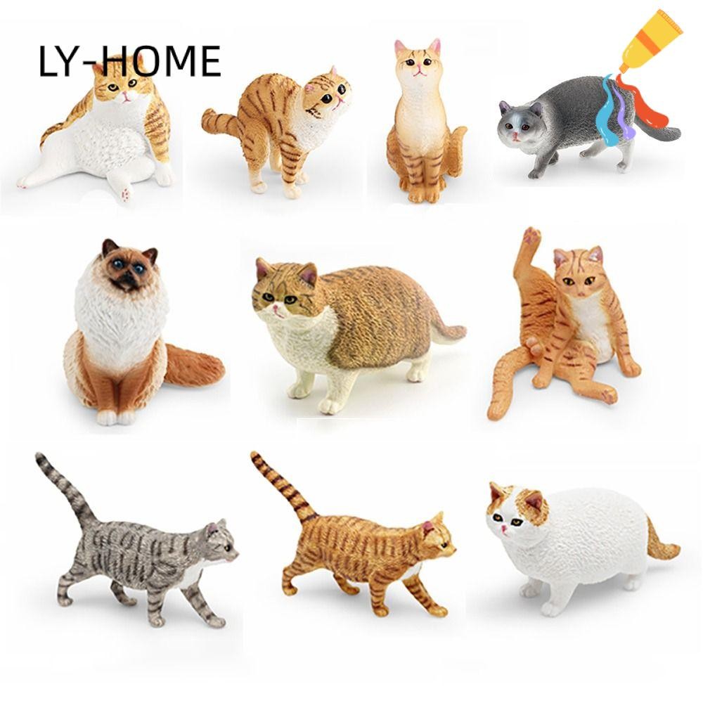 LY Realistic Pet Figurines, PVC Garfield Persian Cat Pastoral Cat ...