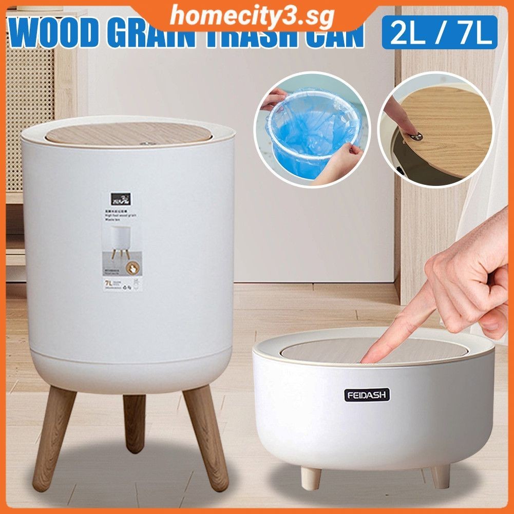 [Ready] 2l/7l Modern High Foot Wooden Legs Dustbin/ Kitchen And Living ...