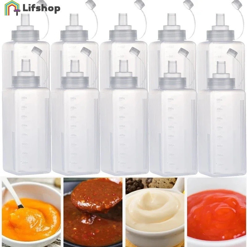Salad Dressing Tomato Sauce Storage Jar / Transparent Plastic Condiment ...