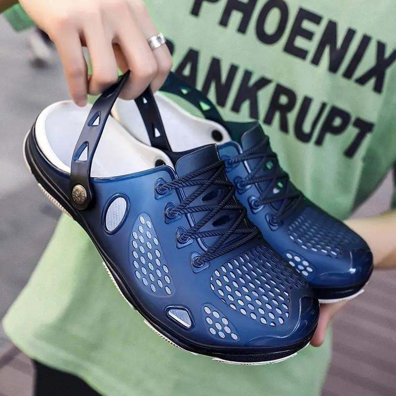 Ready Stock Men's Ultra-Light Jelly Shoes Beach Shoes Hole Shoes Two ...