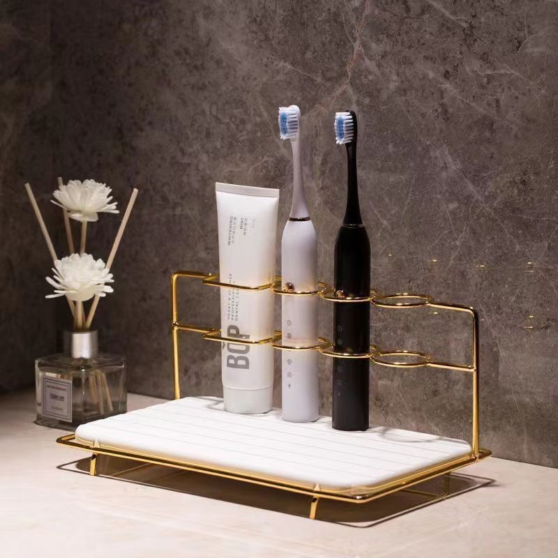 Toothbrush Holder with Diatom Coaster Marble Diatomite Mat Anti Slip ...