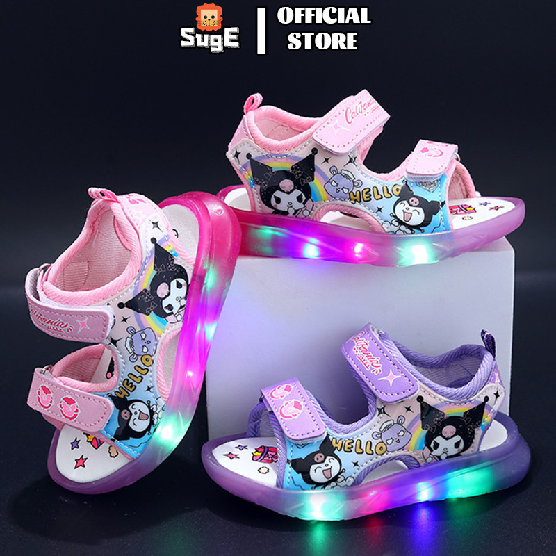 SUGE Cartoon Kuromi LED Sandals Fashion Beach Glowing Kids Casual Shoes ...