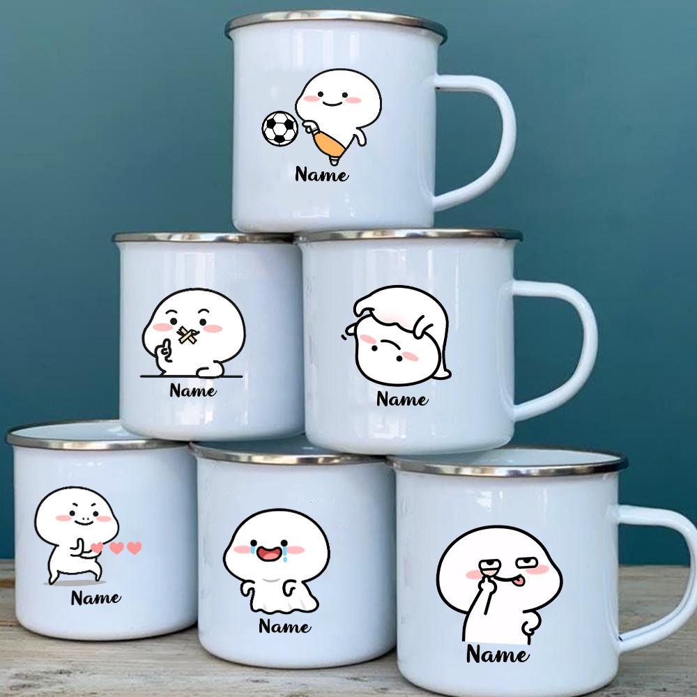 Quby Cartoon Custom Name Kids Enamel Mug Children's Water Cup ...