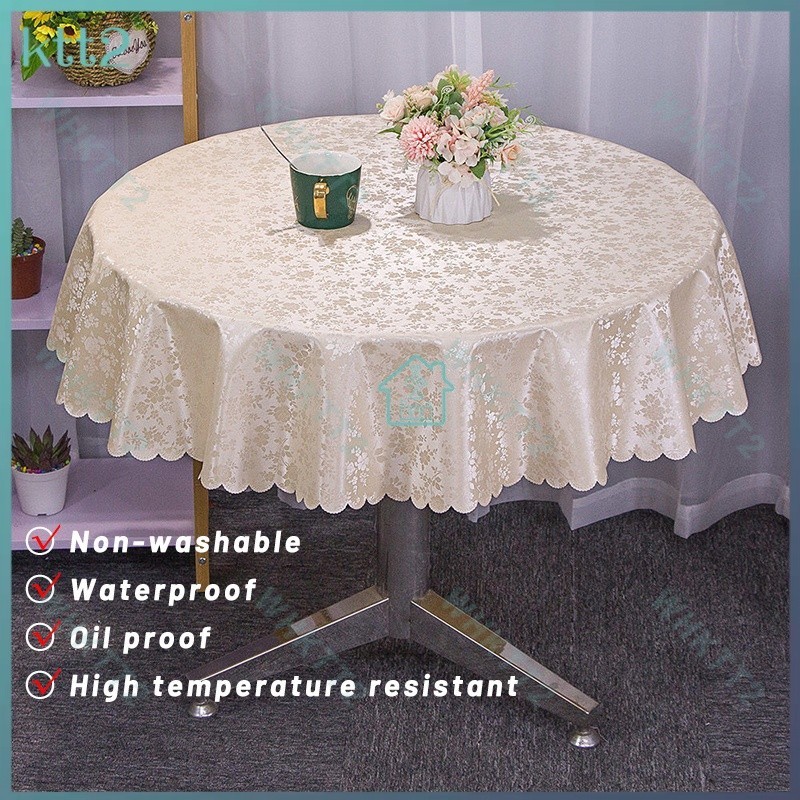 Table mat large round tablecloth waterproof oil-proof and anti-scalding ...