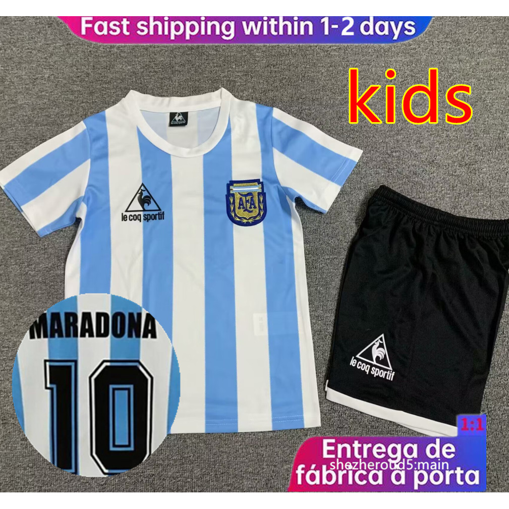 1986 Retro Argentina Maradona kids kit Commemorative Edition Soccer ...