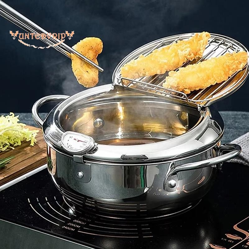 304 Stainless Steel Kitchen Tempura Fryer Pan Japanese Deep Frying Pot ...