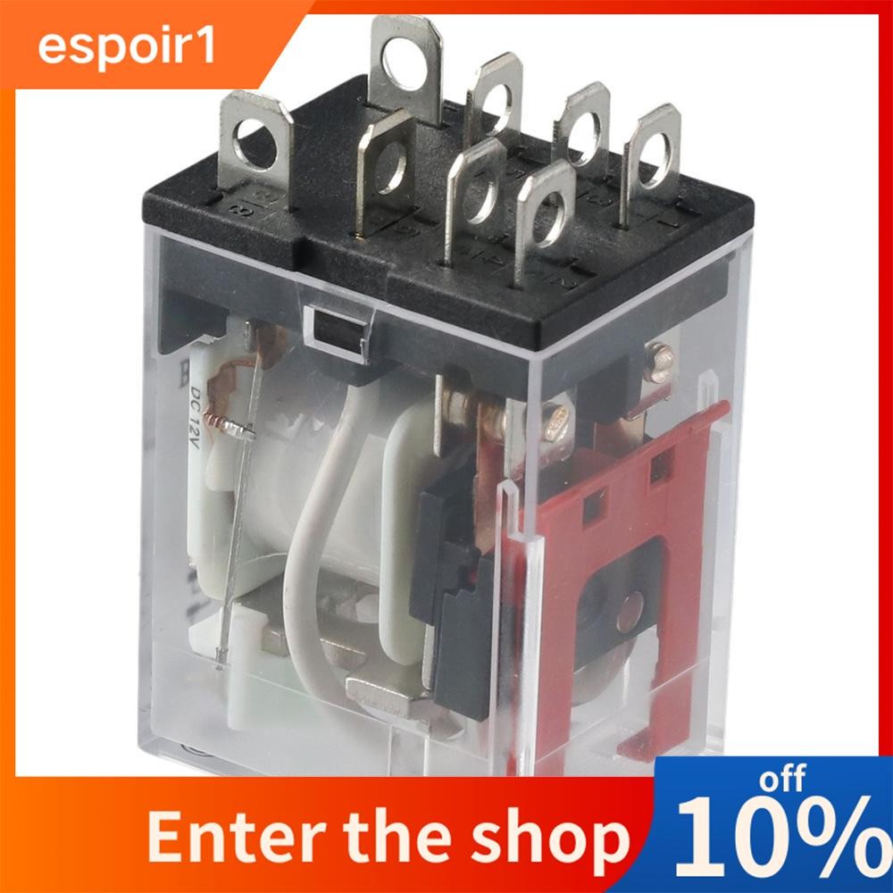 ESPOIR Electromagnetic Power Relay, 8-Pin 10 AMP with Socket Base, Easy to install Relay Coil ...