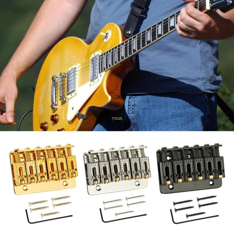 youn 6 String Fixed Hardtail Roller Bridge Top Load Guitar Bridge ...