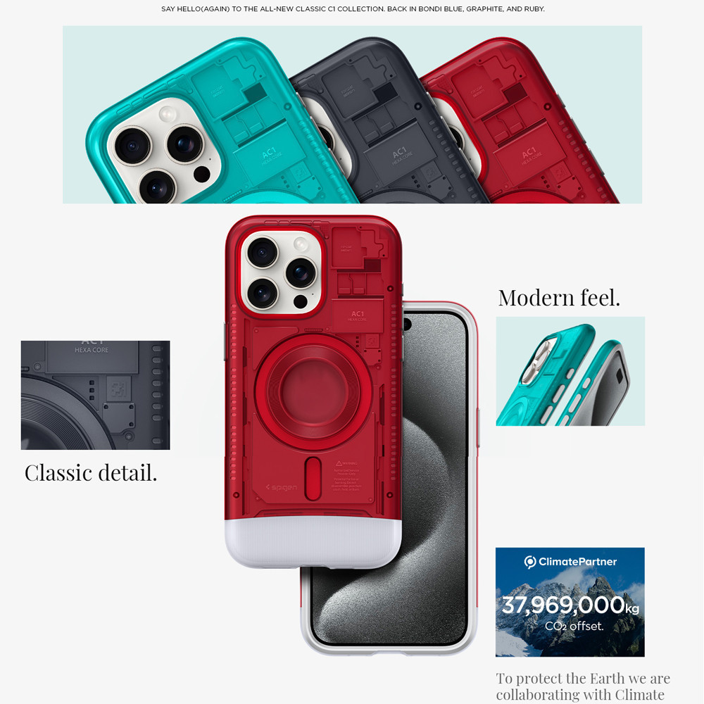 Spigen iPhone 15 Pro Max iPhone 15 14 13 Pro max Case Classic C1 MagFit Magnetic Compatible Case ...