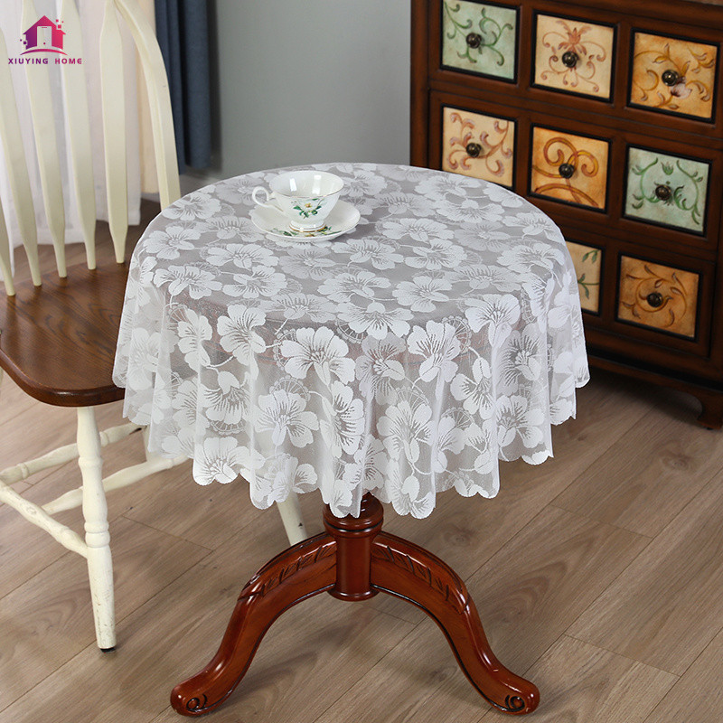 003 Solid color coffee cut-out tablecloth, small round tablecloth ...
