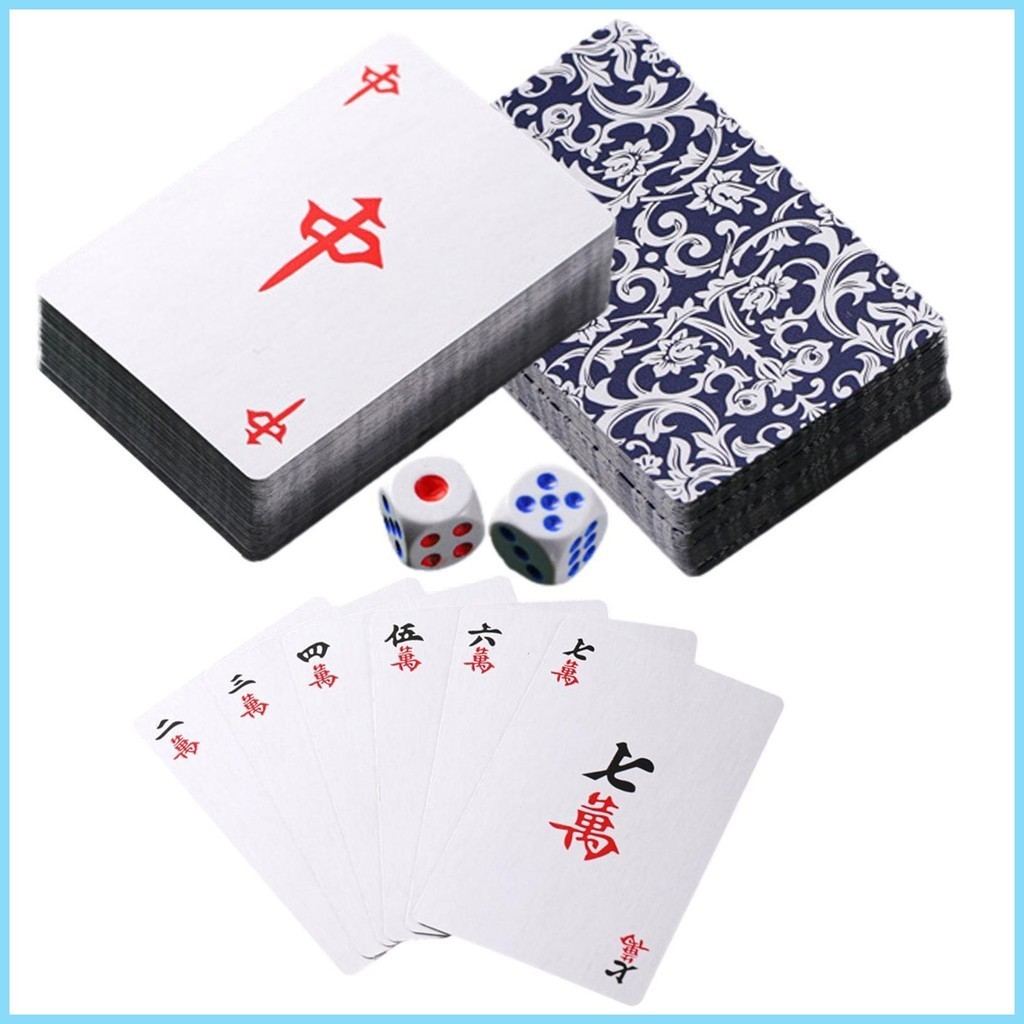 Mahjong Cards 144 Traditional Trip Mahjong Playing Cards Portable ...
