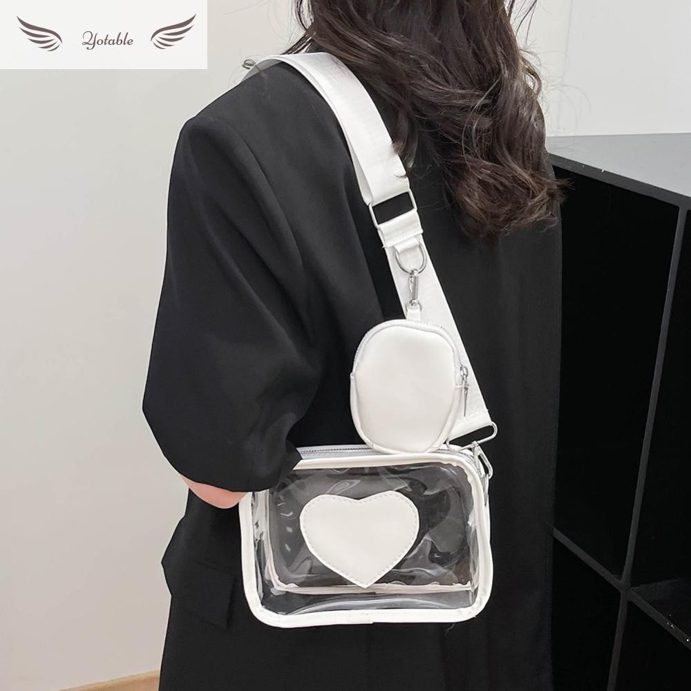 Transparent PVC Crossbody Bag Love Fashion Shoulder Bag with Small Bag ...