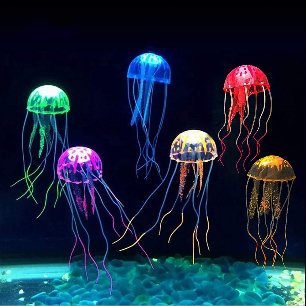 20 CM Artificial Jellyfish Fluorescent Transparent Floating Simulated ...
