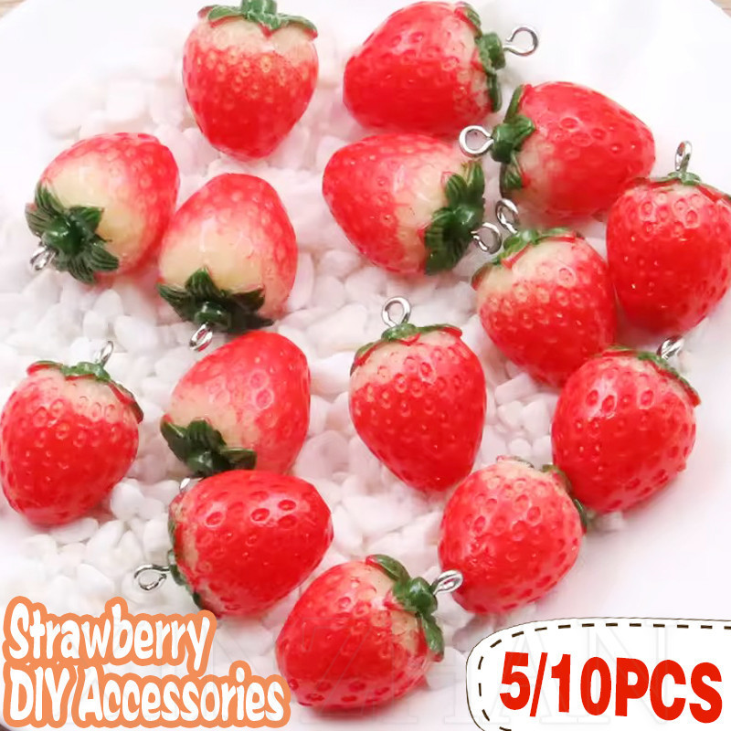 5/10Pcs 3D Mini Strawberry DIY Accessories - Bracelet Necklace Making ...