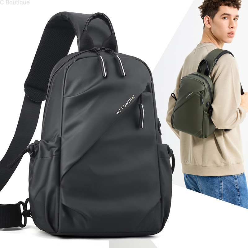 adaptable chest bag for men with headphone port sling bag fanny pack ...