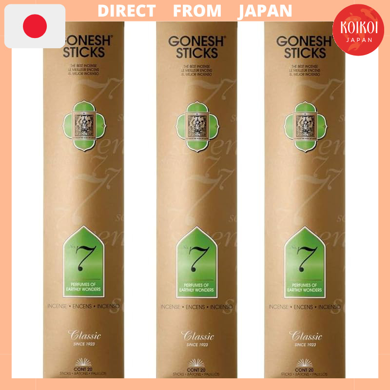 【Set of 3】 GONESH Incense Stick Classic Series NO.7, 20 sticks (incense ...