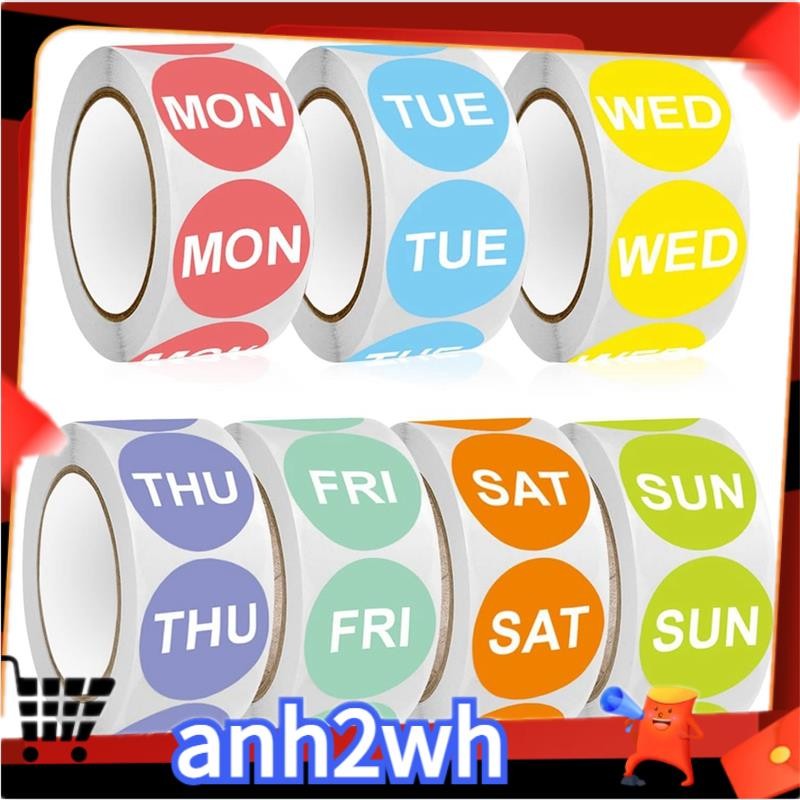 7 Day of the Week Sticker,1 Inch Round Day Dot Food Rotation Labels ...