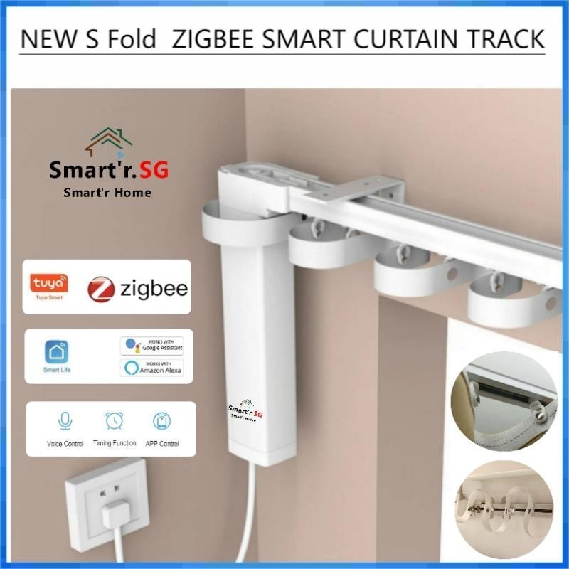 New Tuya ZigBee S Fold motorised electric Smart Curtain Track | Shopee ...